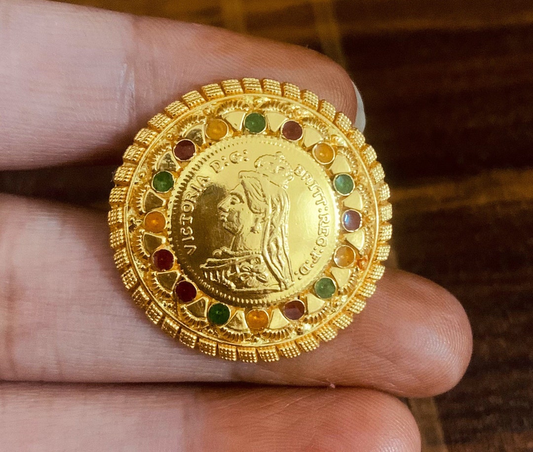 22k Solid Gold Coin Ring-antique Gold Coin Ring- Solid Gold Early Coin ...