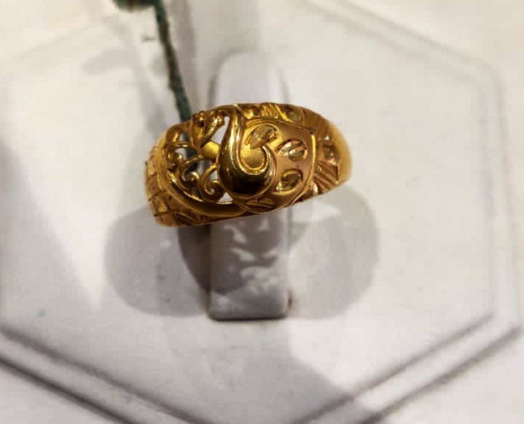 22k Solid Gold Ganesha Ring-indian Gold Ring-solid Gold Ring-spiritual ...