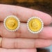 22k Solid Gold Antique Coin Stud-antique Gold Coin Earrings - Etsy