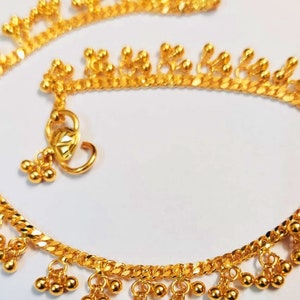 22ksolid Yellow Gold Anklet-indian Gold Payal-real Gold Anklet-gold ...