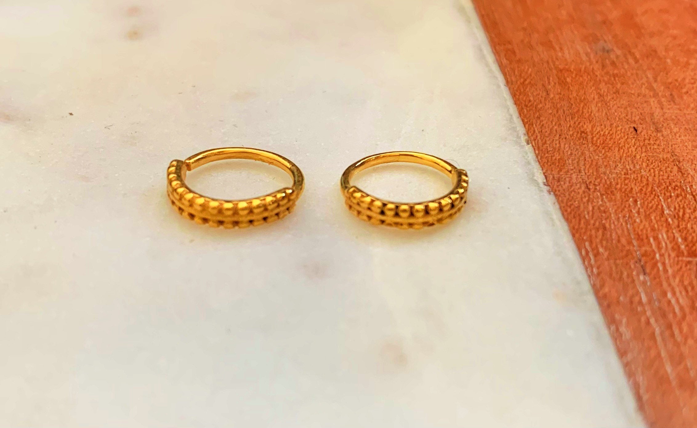22k Solid Gold Tiny Hoops-tragus Solid Gold Hoop-cartilage Hoop-conch ...
