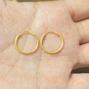 22k Gold Hoops, Gold Earring, Solid Gold Hoops, Indiangold Hoops, Classic Gold Hoops, Indian ...