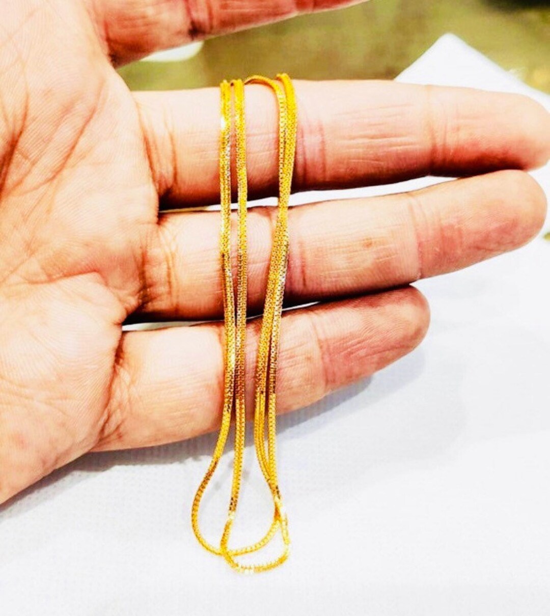 22k Solid Gold Chain- Handmade Gold Chain- Indian Gold Chain- Indian ...