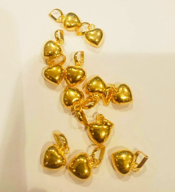 22k Gold Heart Pendant-heart Puff Pendant-solid Gold - Etsy