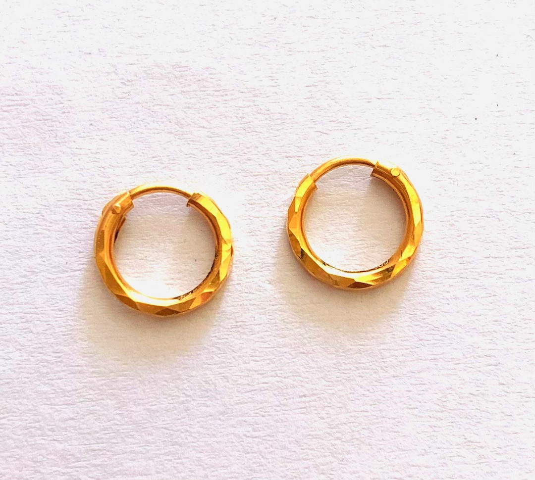 22k Solid Gold Tiny Hoops- Tragus Solid Gold Hoop- Cartilage Hoop ...