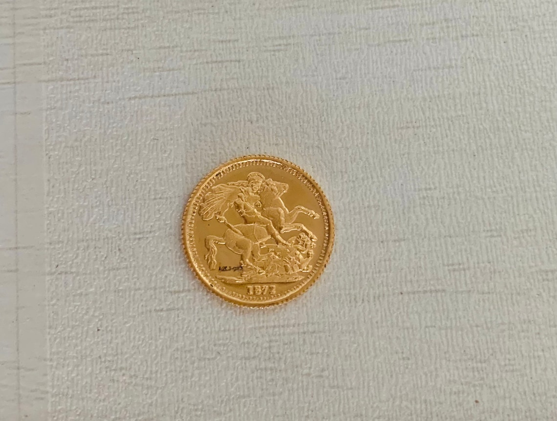 22ct Gold Coin- 1872 Genuine Antique Handmade Solid Gold Coin- 2 Grams ...