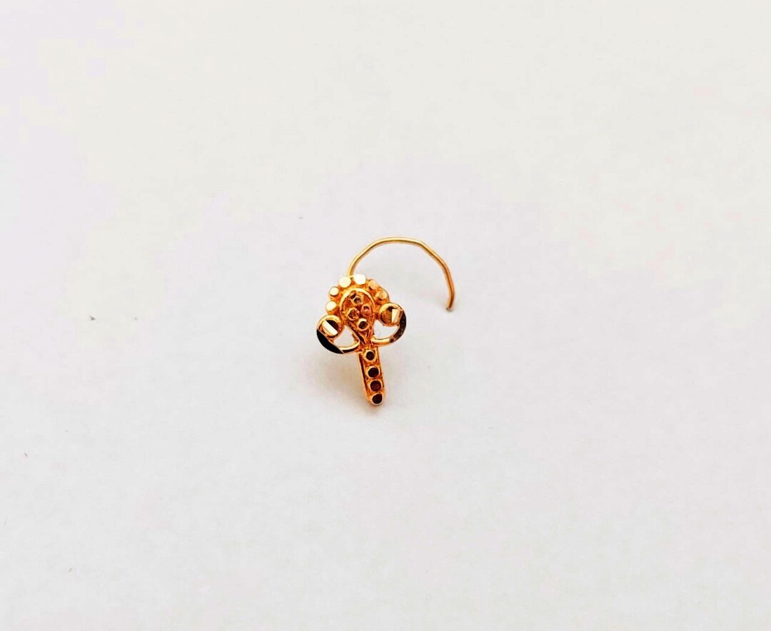 22k Solid Gold Nose Pin- Gold Nose Stud-rajasthani Nose Pin- Indian ...