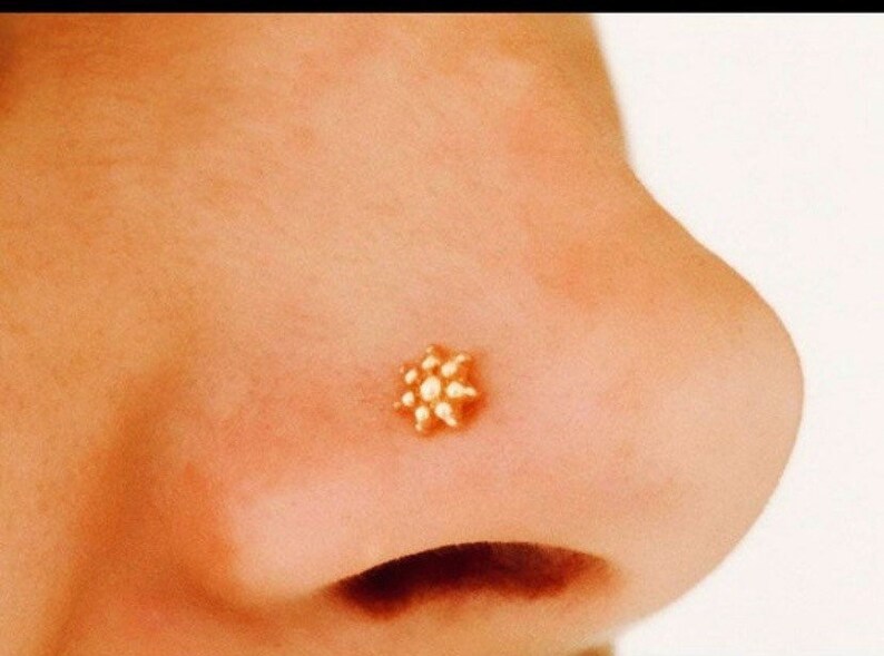 18k Solid Gold Nose Pin- Star Shape Gold Nose Stud-rajasthani Nose Pin ...