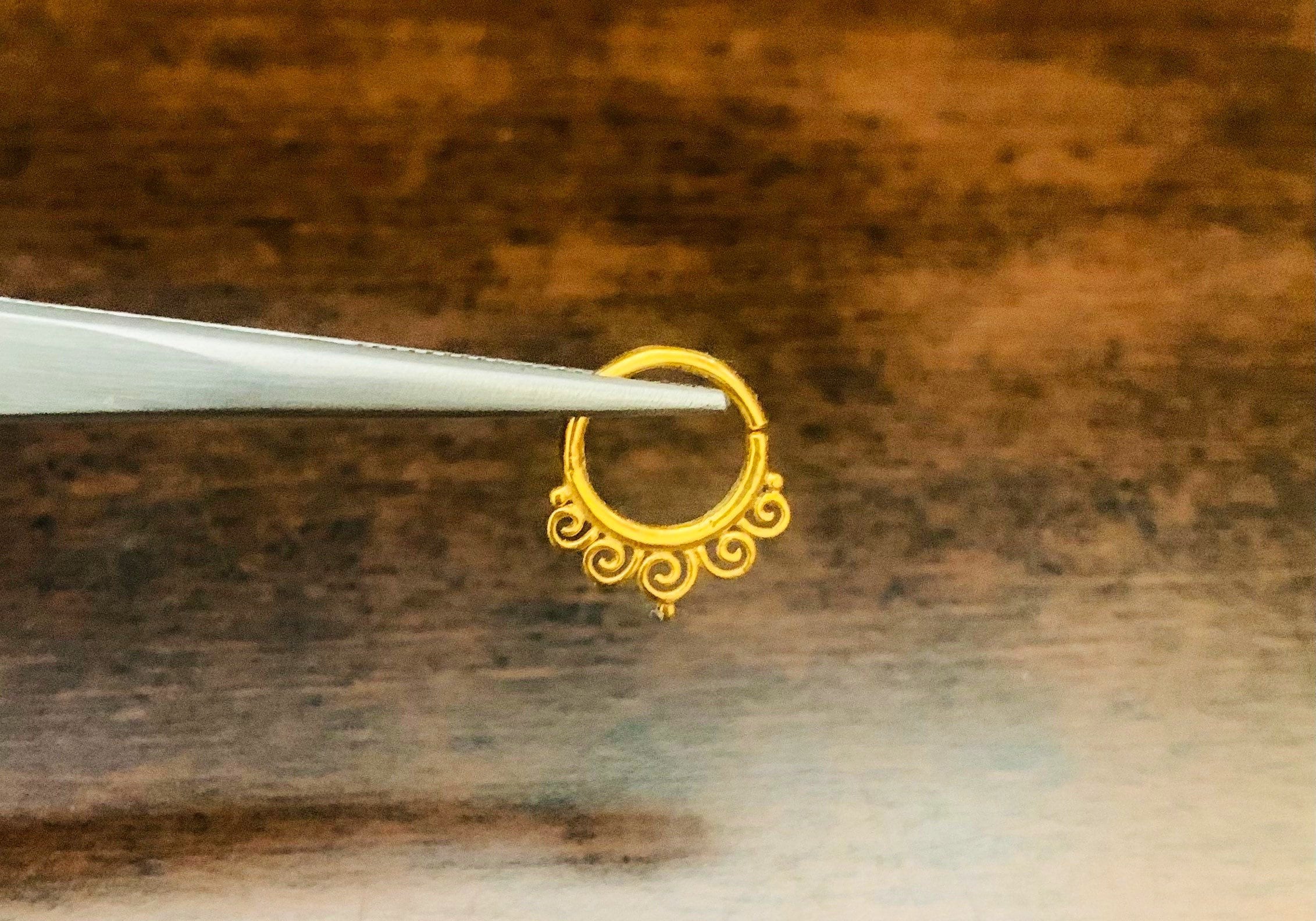 22k Gold Nose Ring Indian Nose Ring Nostril Ring Gold Nose - Etsy
