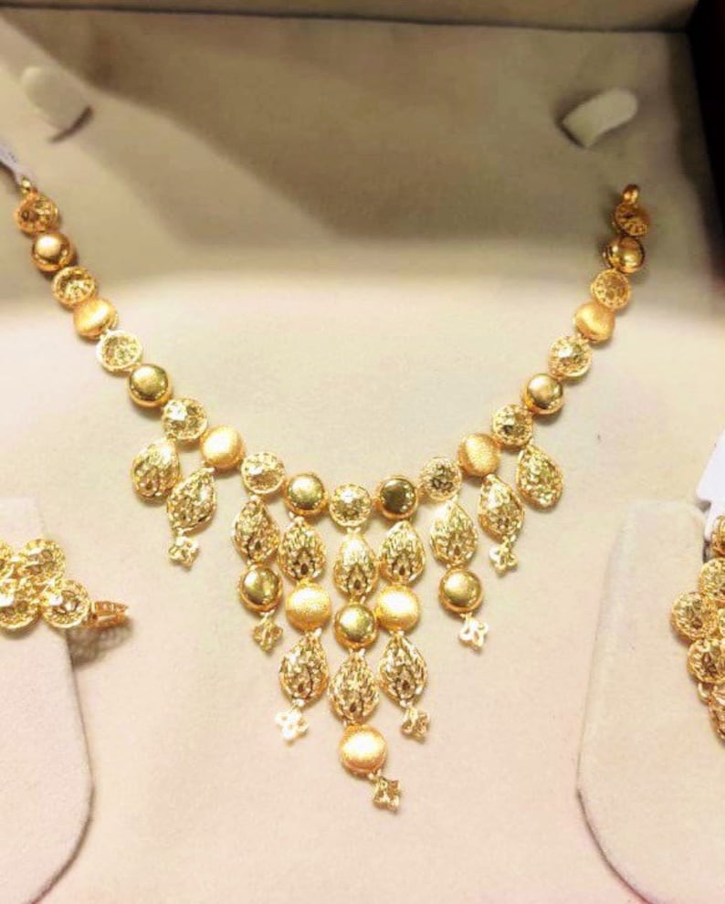 22k Gold Necklace Jewellery Set With the Handmade Solid 22k - Etsy