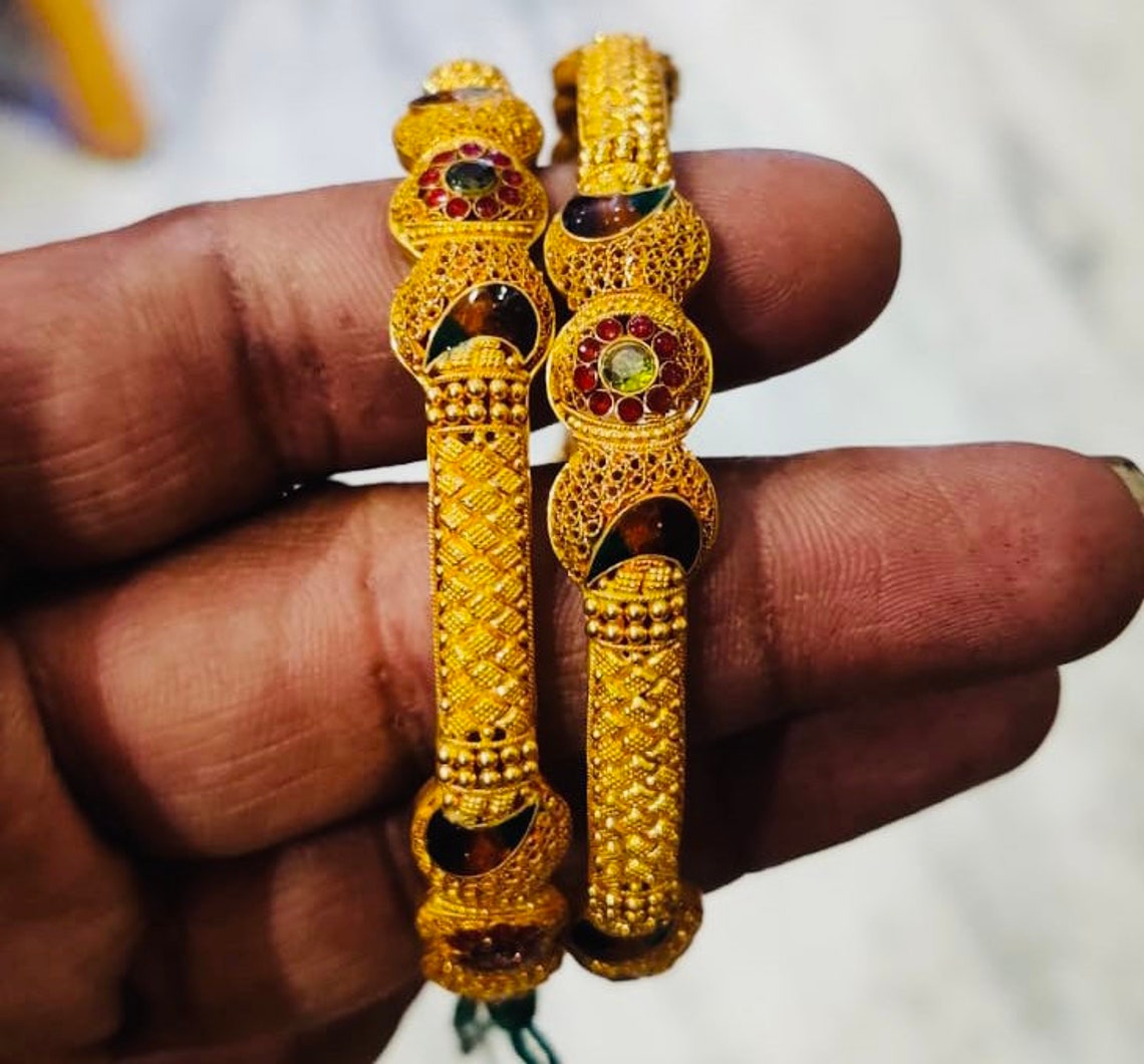 22k Solid Gold Bangle-solid Gold Rajwada Bangle Gold - Etsy