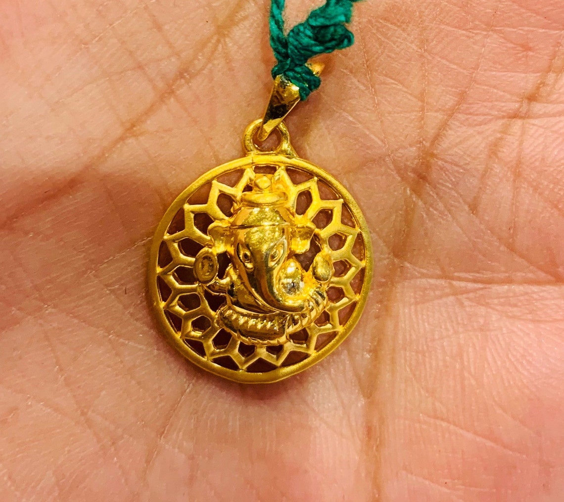 22k Gold Ganesha Pendant-solid Gold Pendant- God Gold Pendant- Spirtual ...