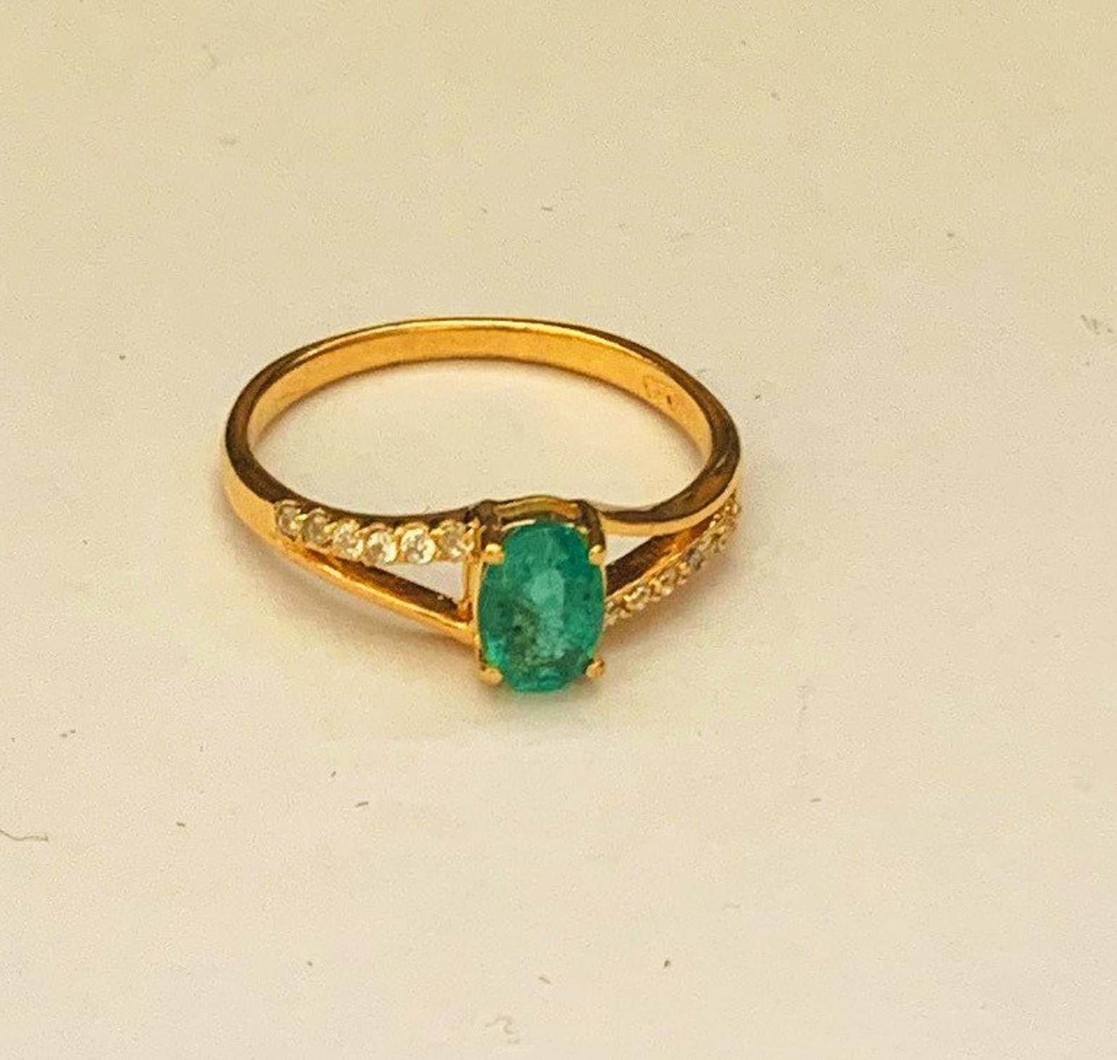 Natural Emerald Ring Gold Plated Emerald Ring-classy Emerlad - Etsy