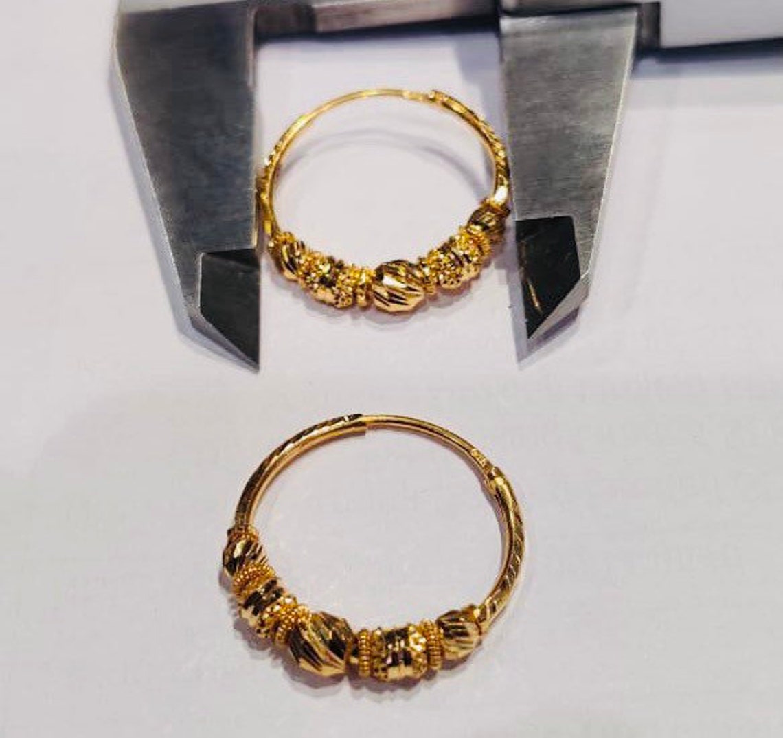 22k Gold Hoop 4.36 Gram Gold Hoops-indian Gold Hoops-diamond - Etsy