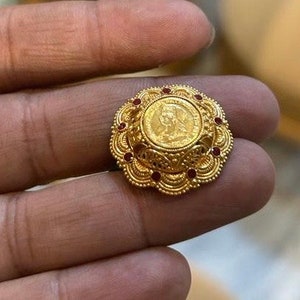22k Solid Gold Coin Ring-antique Gold Coin Ring- Solid Gold Early Coin ...