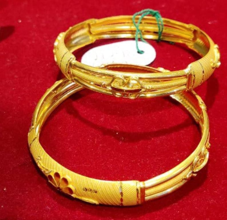 22k Solid Gold Indian Bangle Set-gold Bangle-rajasthani Gold Bangle ...
