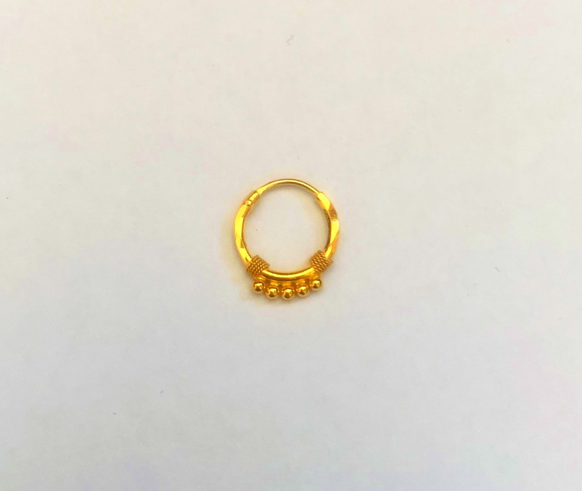 22k Gold Diamond Cut Nose Ring Gold Nose Hoop Gold Nostril - Etsy