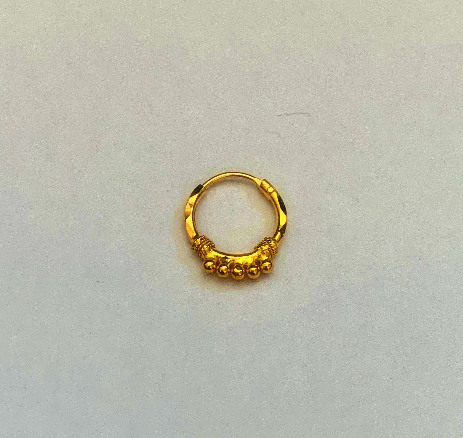 22k Gold Diamond Cut Nose Ring Gold Nose Hoop Gold Nostril - Etsy