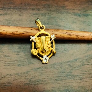 22k Gold Ganesha Pendant-solid Gold Pendant- God Gold Pendant- Spirtual ...
