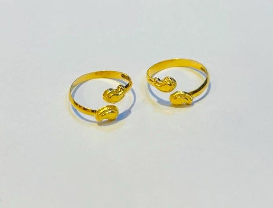 22k Solid Gold Toe Ring-indian Gold Toe Ring-gold Toe Ring-floral Toe ...