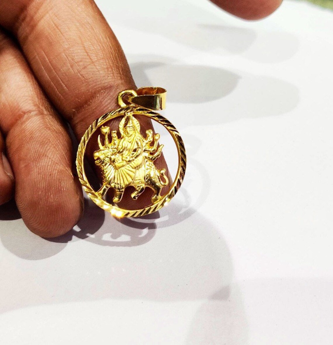 22k Gold Goddess Durga Pendant-solid Gold Pendant Navratri | Etsy