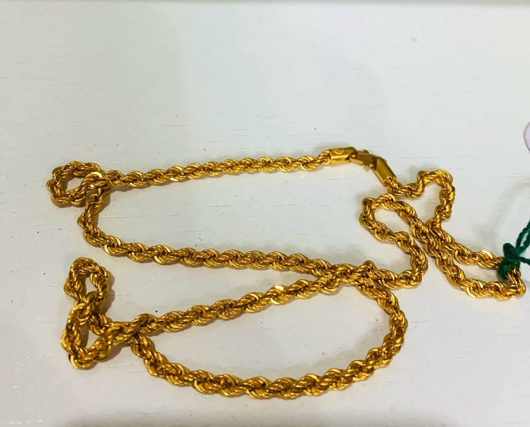 22k Solid Gold Designer Chain- Rope Style Gold Chain- Indian Gold Chain ...
