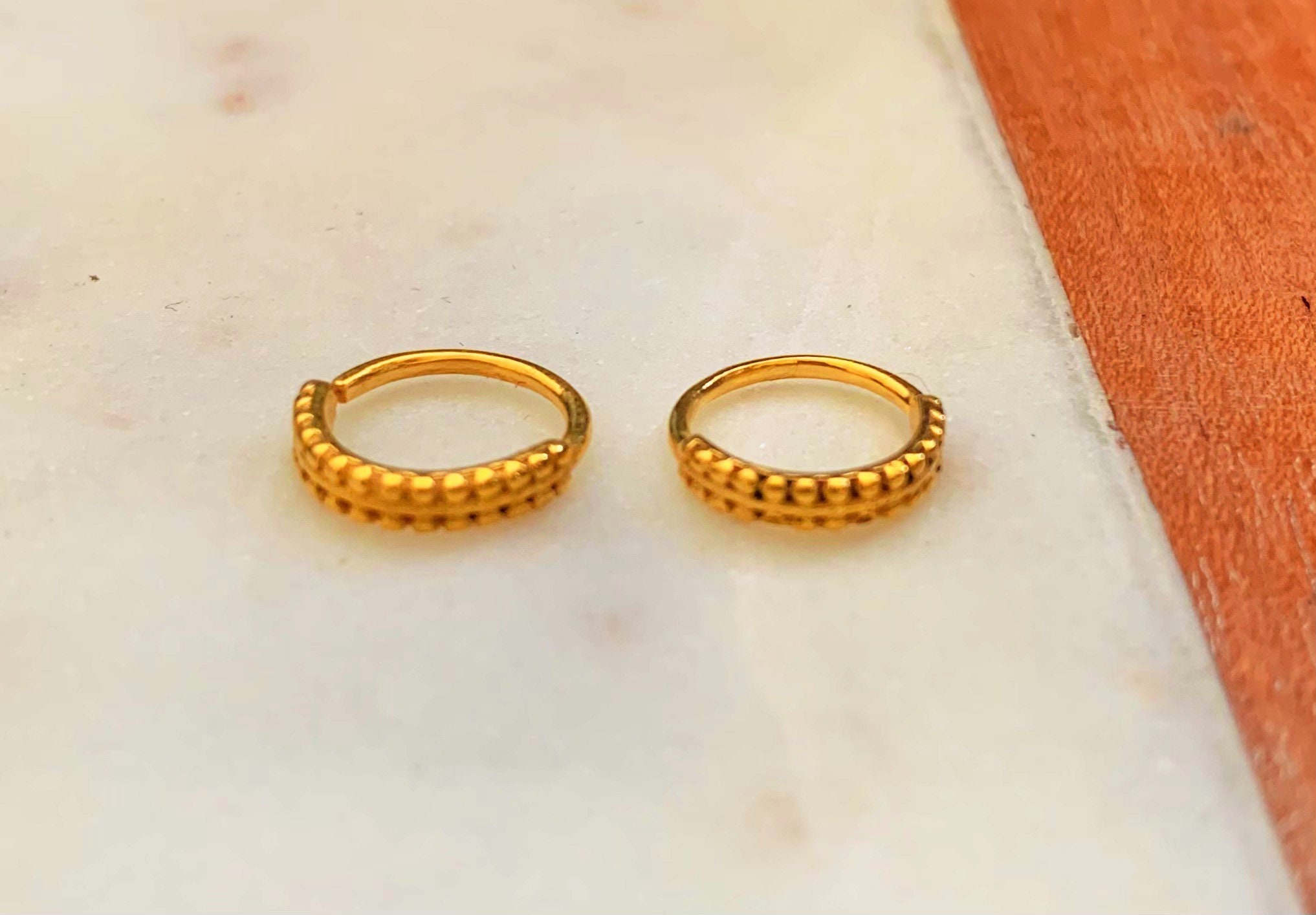 22k Solid Gold Tiny Hoops-tragus Solid Gold Hoop-cartilage Hoop-conch ...