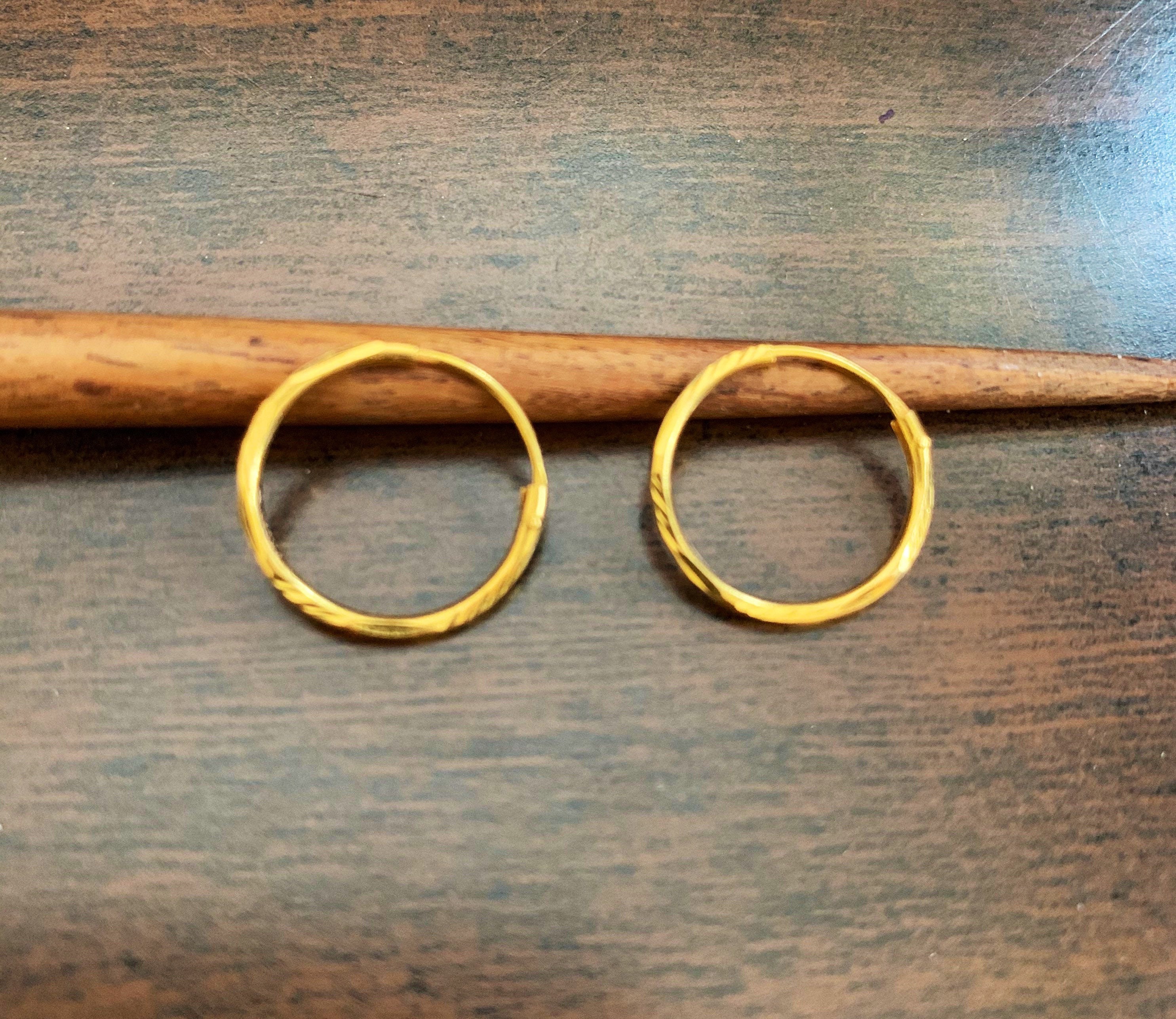 22k Gold Hoops Gold Earring Solid Gold Hoops Tiny Gold - Etsy