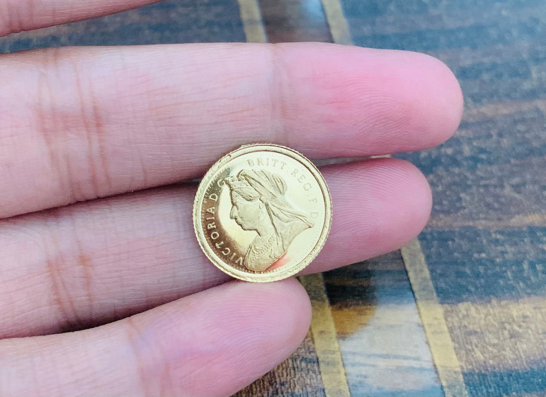 22ct Gold Coin- 1872 Genuine Antique Handmade Solid Gold Coin- 2 Grams ...