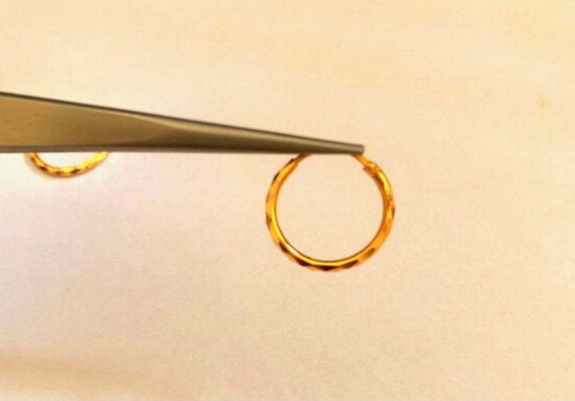 22k Gold Diamond Cut Nose Ring Gold Nose Hoop Gold Nostril | Etsy