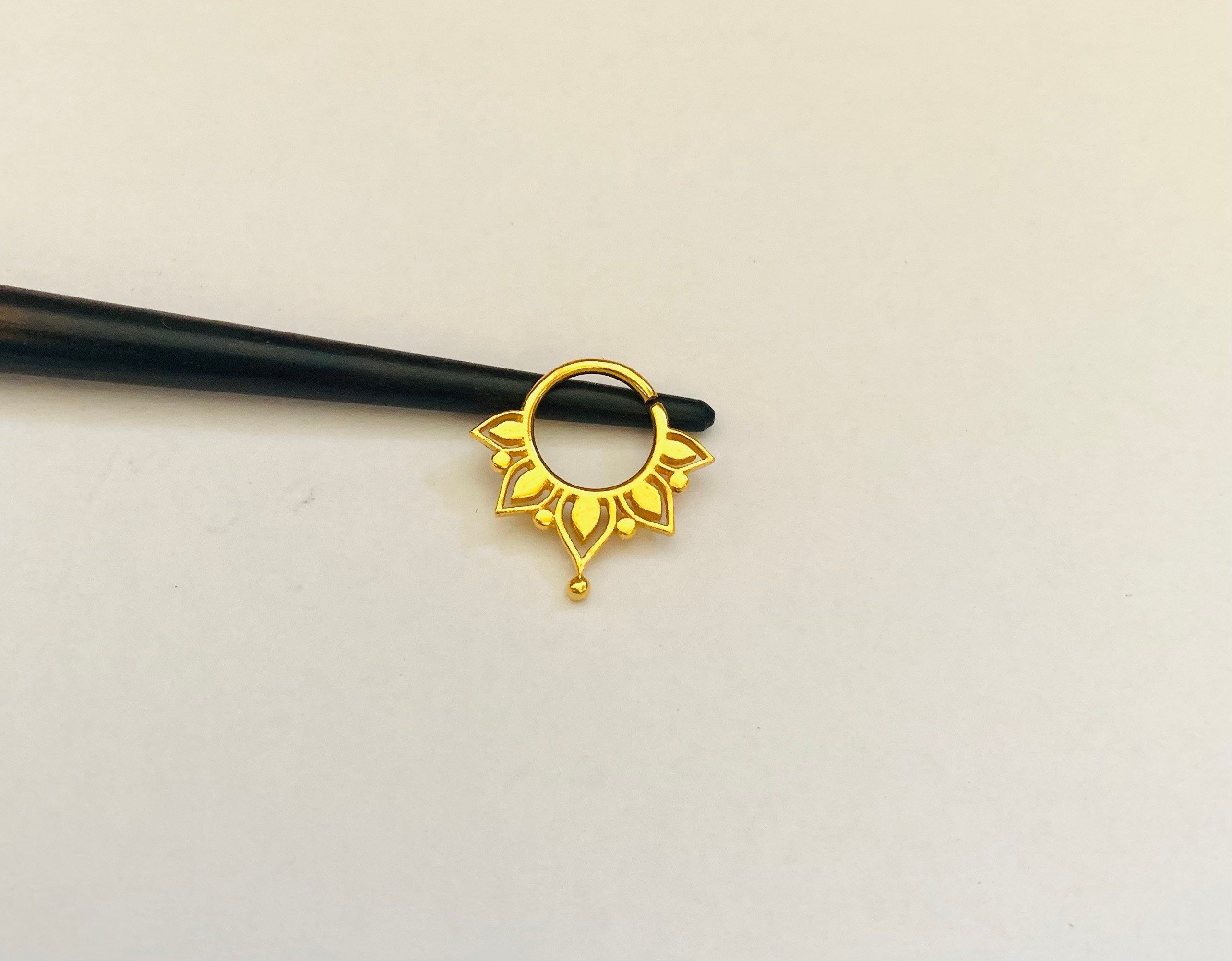 22k Gold Nose Ring Indian Gold Nose Ring Rajasthani Gold - Etsy