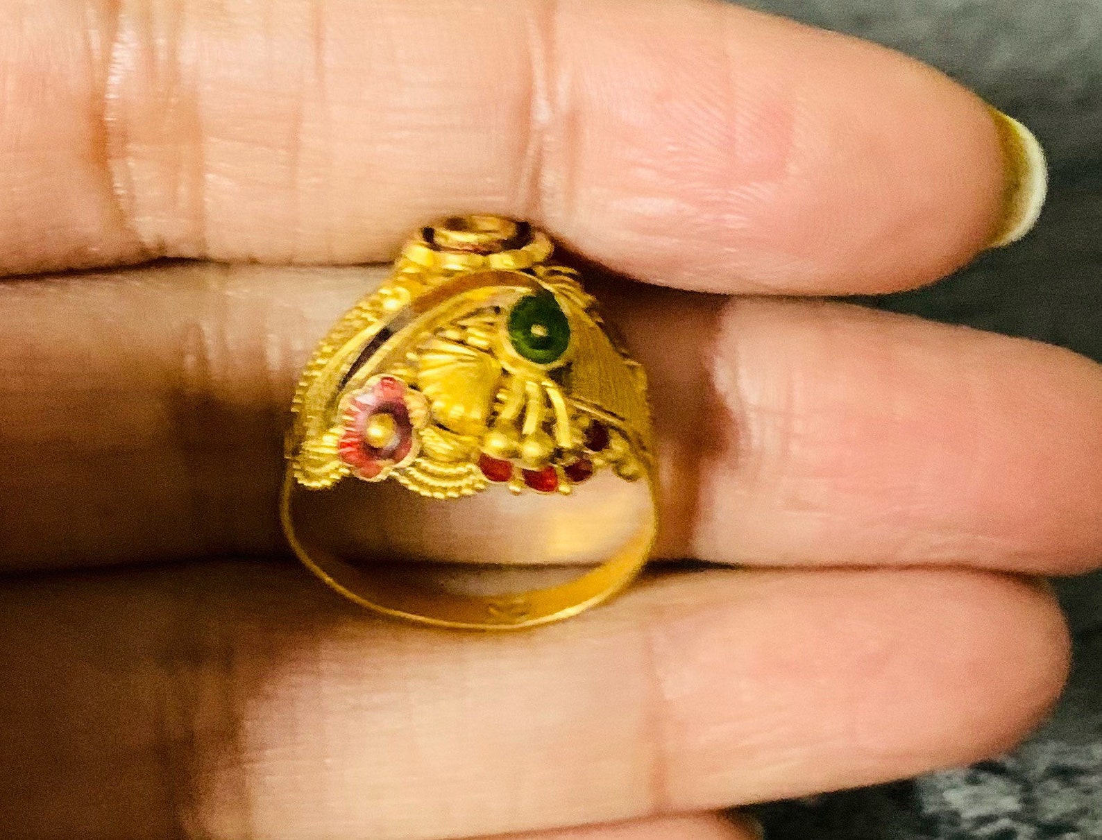 22k Solid Yellow Gold Ring-indian Gold Ring-handcrafted - Etsy