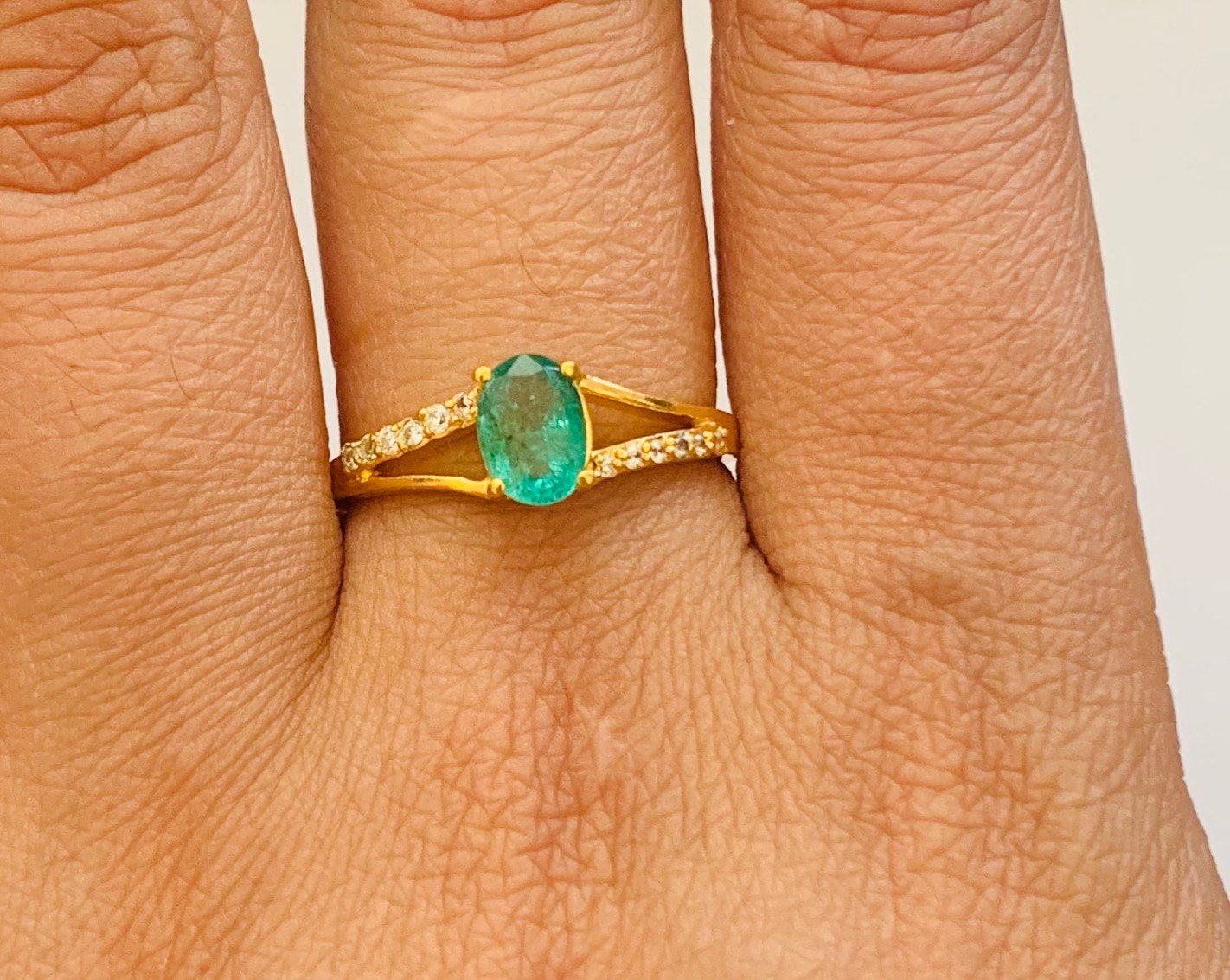 Natural Emerald Ring Gold Plated Emerald Ring-classy Emerlad - Etsy