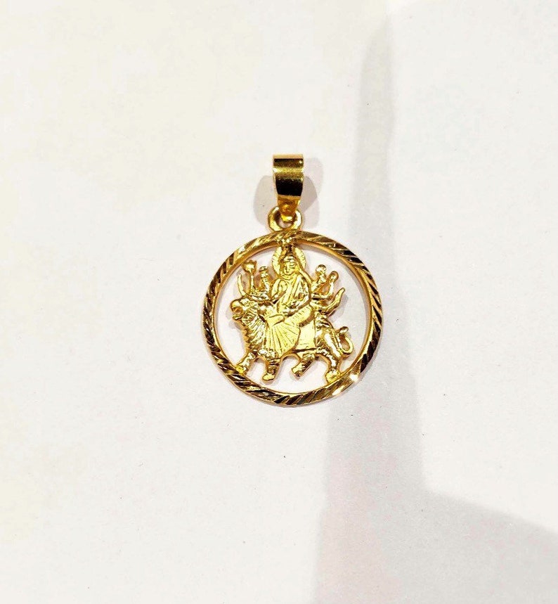 22k Gold Goddess Durga Pendant-solid Gold Pendant Navratri | Etsy