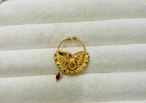 22K Solid Gold Nath or Gold Nose Ring Real Solid Gold Nose Jewellery or Nose ring Indian Gold Nath Solid Gold Handmade Nose Hoop or Nose Rin