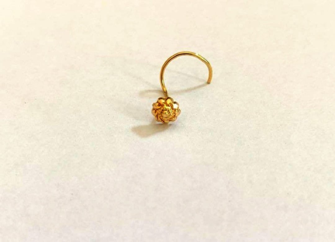 18k Solid Gold Nose Pin- Gold Nose Stud-rajasthani Nose Pin- Indian ...