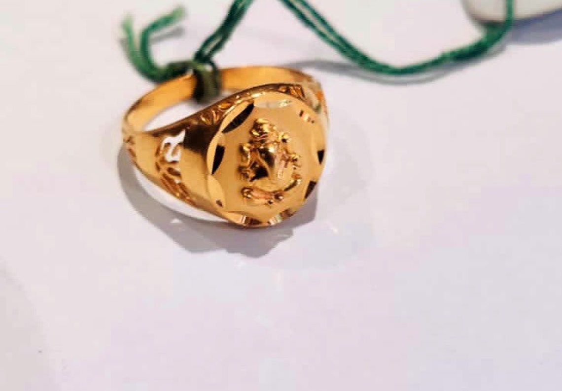 22k Solid Gold Ganesha Ring-indian Gold Ring-solid Gold Ring-spiritual ...