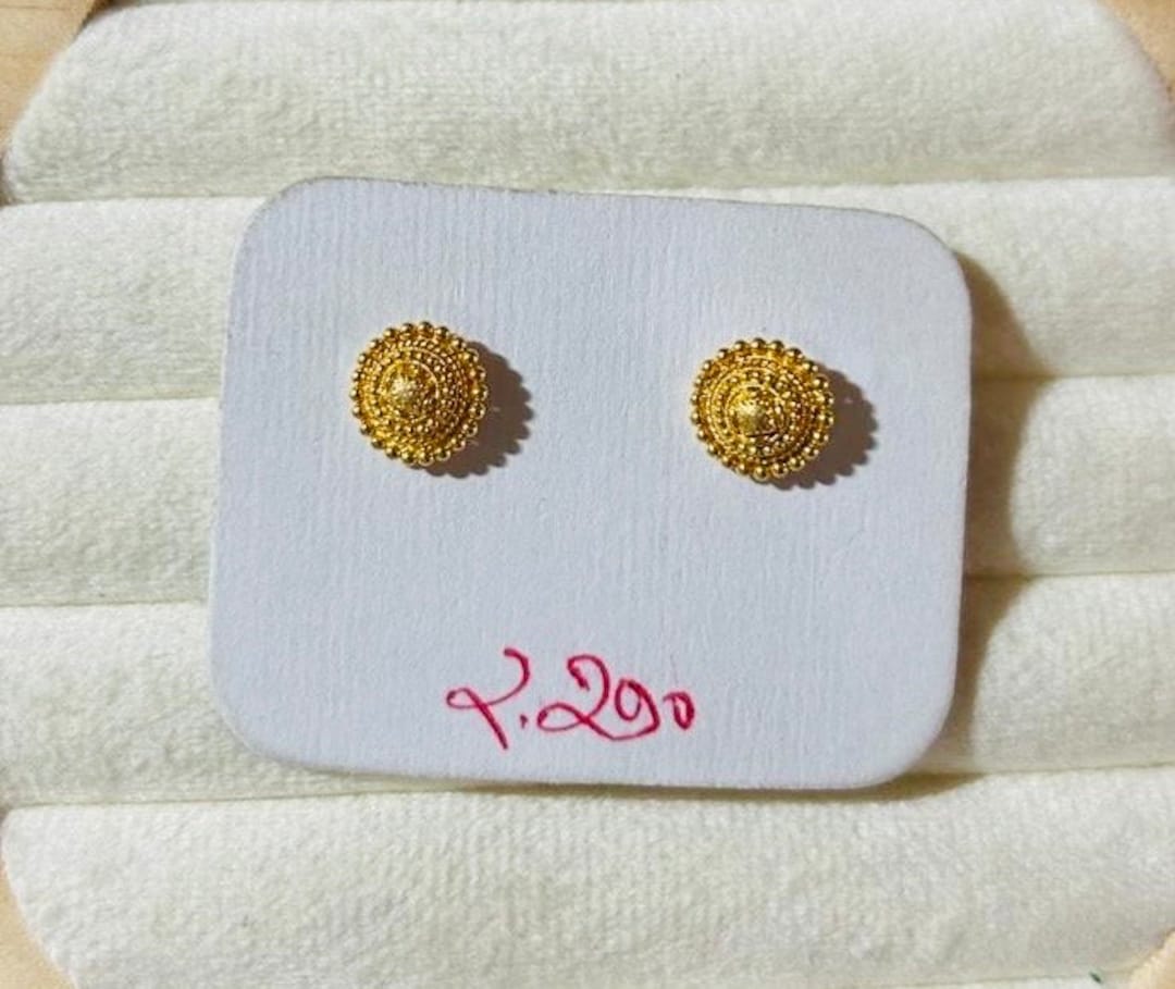 22k Gold Stud Solid Gold Stud Heart Shape Gold Stud-everyday-wear Gold Stud Gift for Love Indian ...