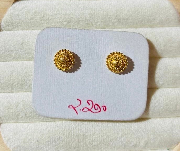 22k Gold Stud- Solid Gold Stud- Round Shape Gold Stud-everyday-wear ...