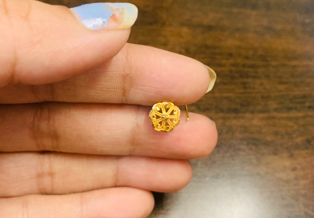 22k Gold Nose Pin-gold Nose Stud-solid Gold Nose Pin-indian Nose Pin ...