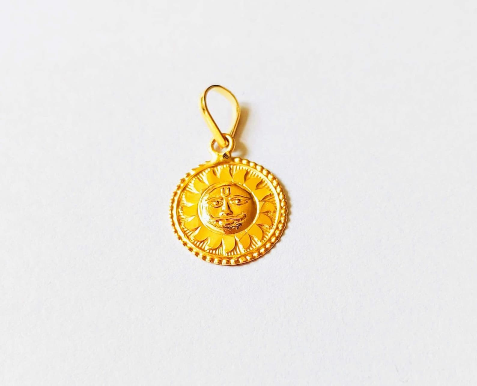 22k Solid Gold Sun Pendant-solid Gold Pendant Lord Sun - Etsy