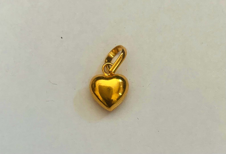 22k Gold Heart Pendant-heart Puff Pendant-solid Gold - Etsy