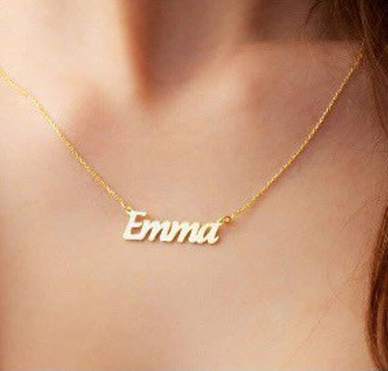 22k Solid Gold Personalised Name Necklace, Dainty Gold Name Necklace ...