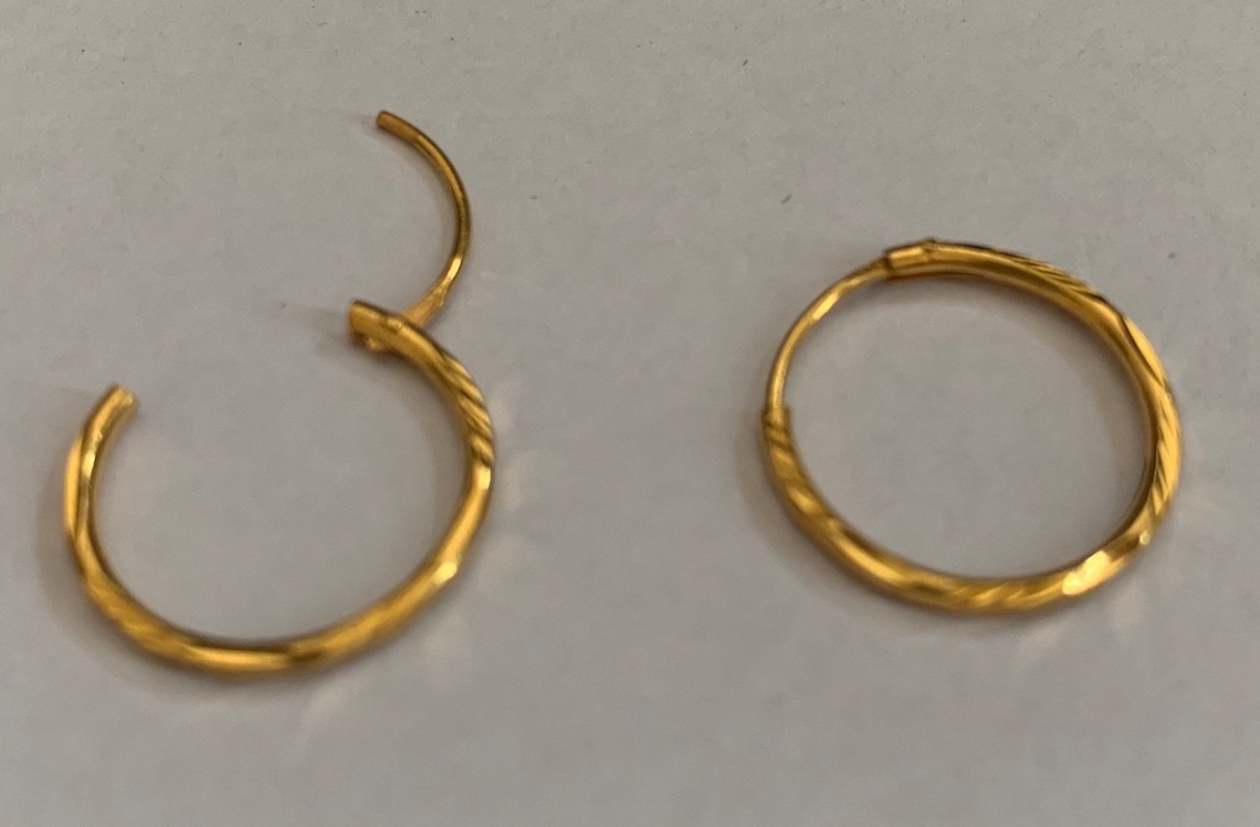 22k Gold Hoops Gold Earring Solid Gold Hoops Tiny Gold | Etsy