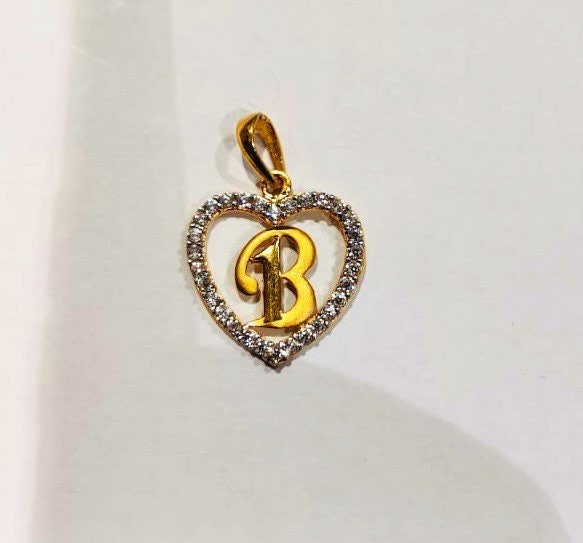 22k Solid Gold Alphabet Pendant-gold American Diamond | Etsy