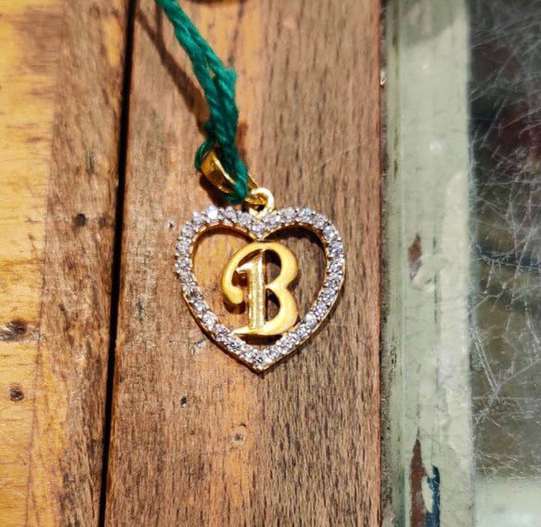 22k Solid Gold Alphabet Pendant-gold American Diamond Nameinitial ...