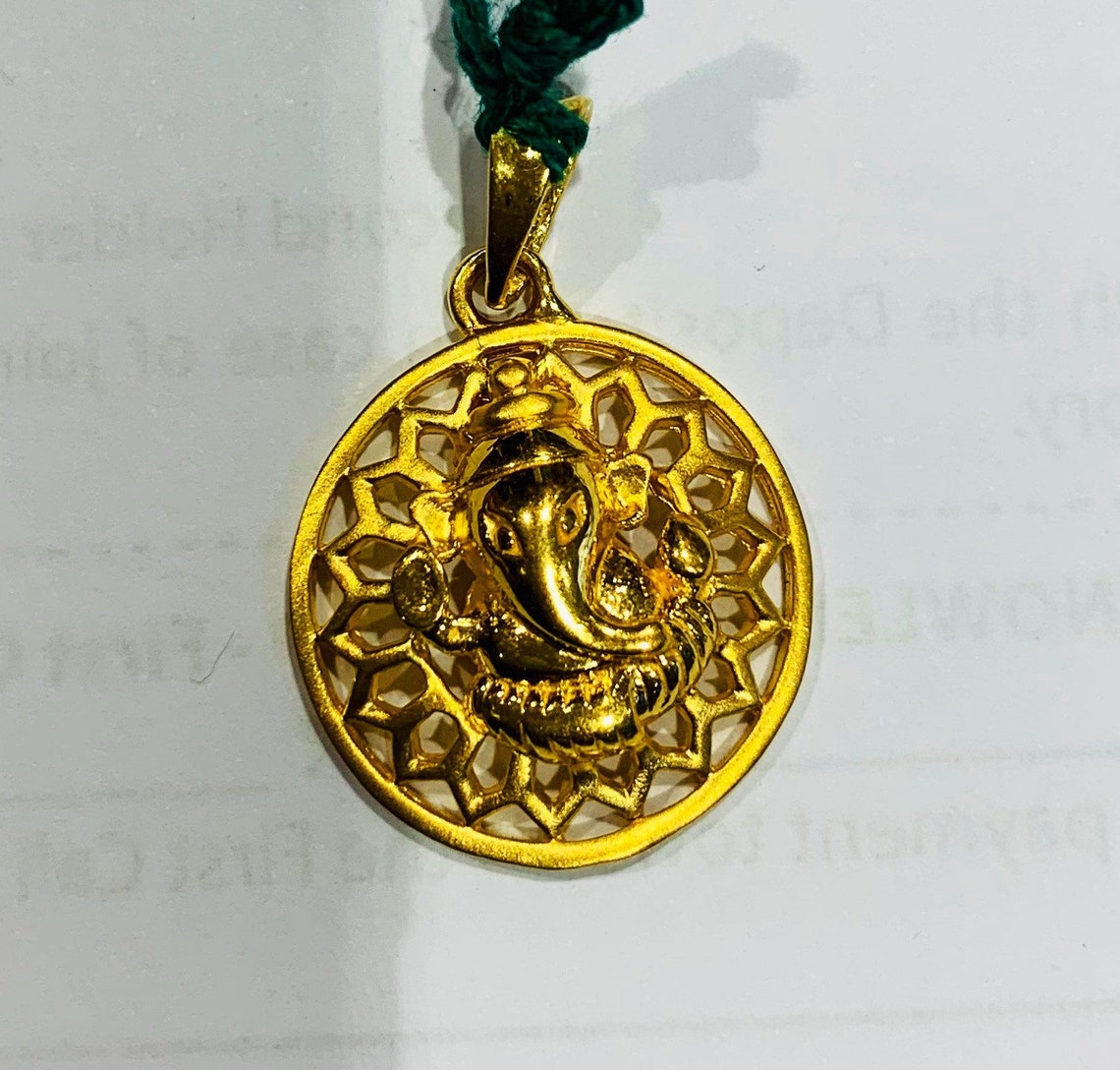22k Gold Ganesha Pendant-solid Gold Pendant- God Gold Pendant- Spirtual ...