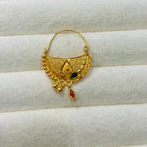 22k Solid Gold Nath or Gold Nose Ring-real Solid Gold Nose Jewellery or ...