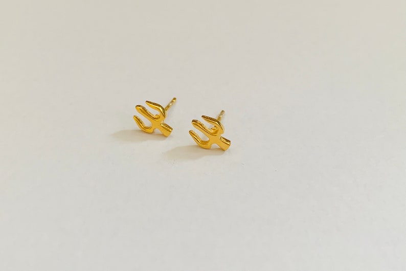 22k Gold Stud-god Shiva Trishul Earing-spiritual Gold Stud- Ethnic Gold ...