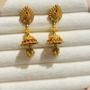 22k Yellow Gold Jhumka-solid Gold Jhumka Earrings-wedding Jewellery ...